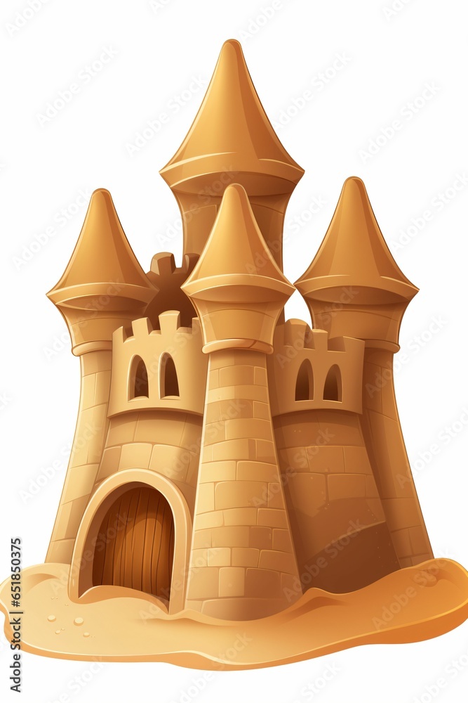 Château de sable, dessin d'une construction de sable à la plage ...