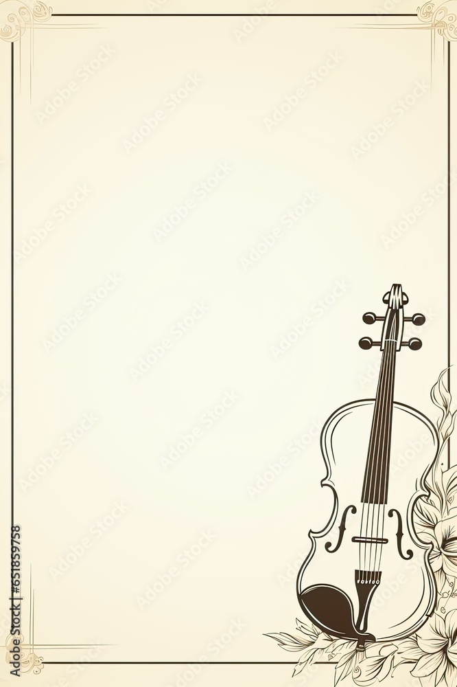 Violin frame (vertical view) on light beige background, hand drawn ...