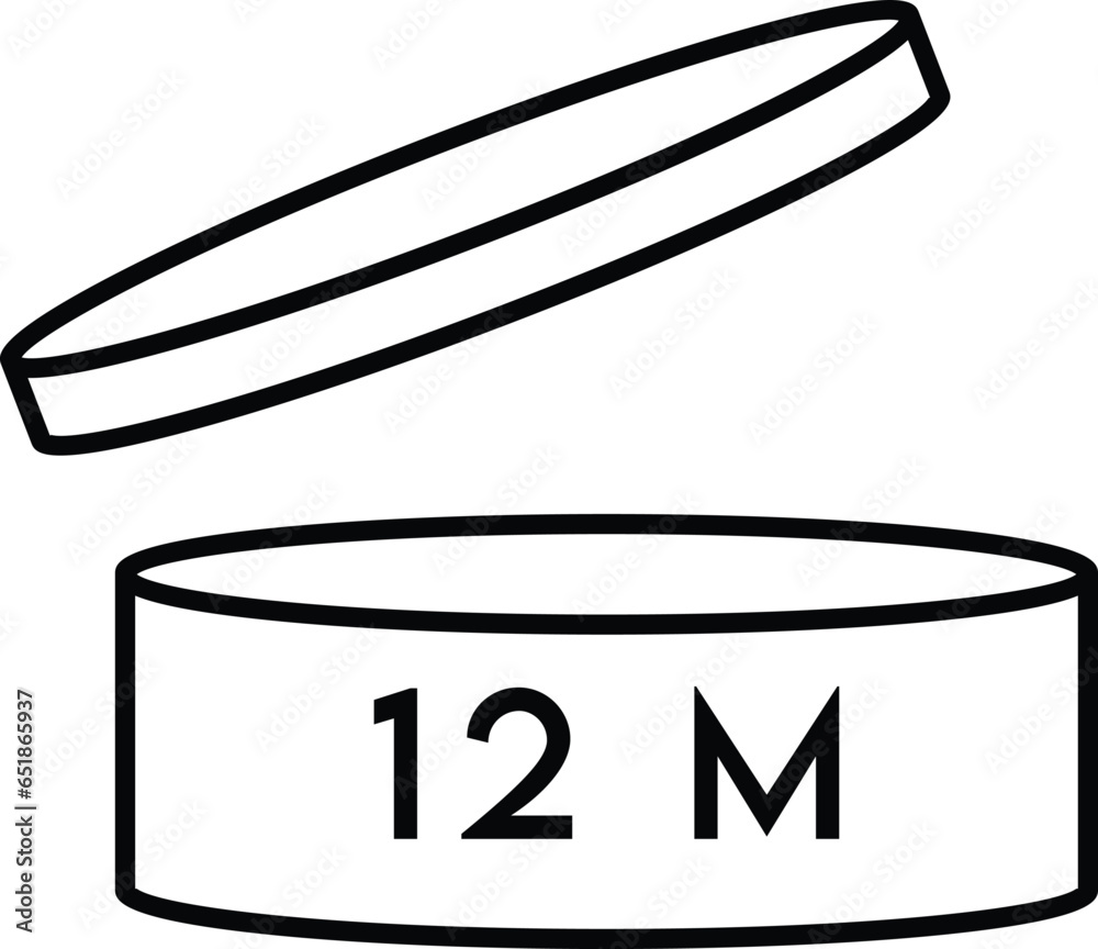 Expiration date 12 months icon. Period after opening symbol modern ...