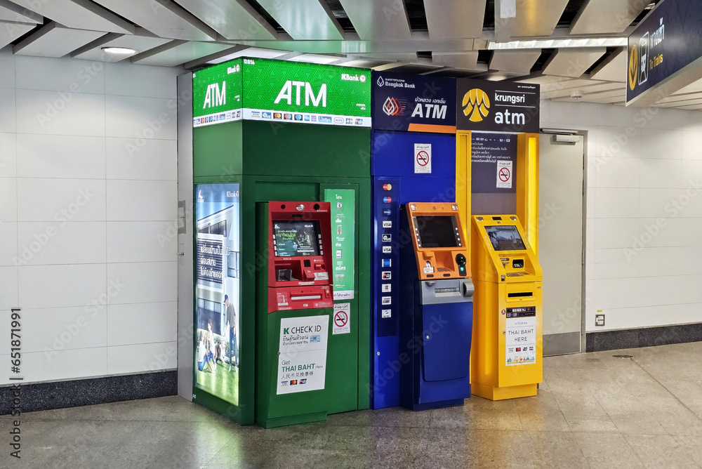 BANGKOK, THAILAND - SEPTEMBER 13, 2023: Automatic Teller Machine or ATM ...