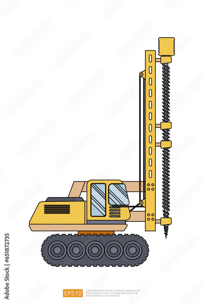 yellow Track Drilling Machine on white background. big heavy machinery ...