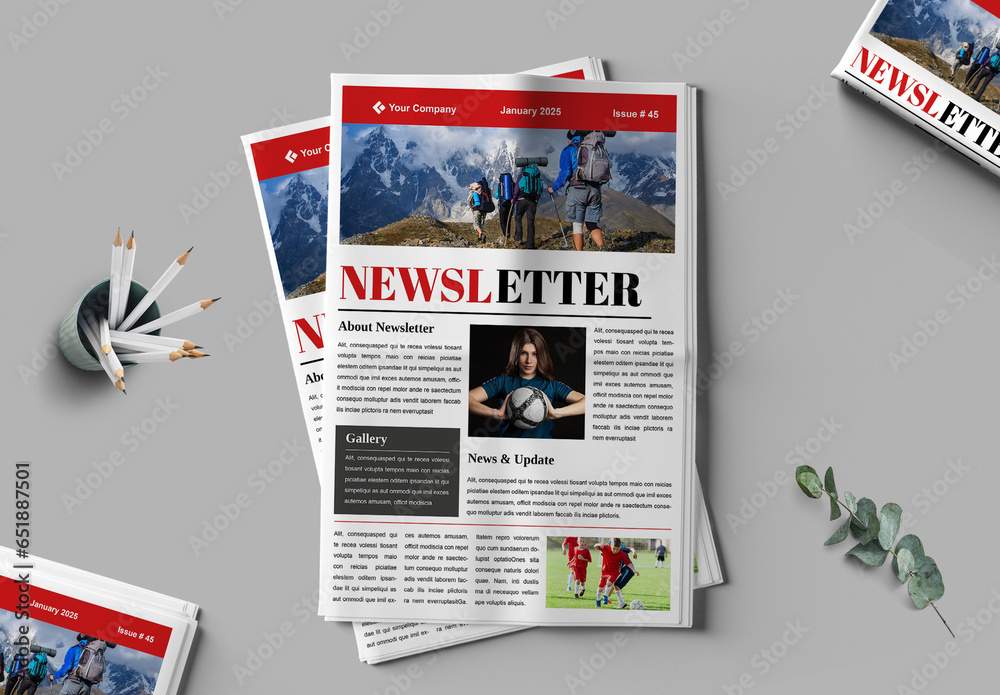 Newsletter Magazine Design Template Stock Template | Adobe Stock