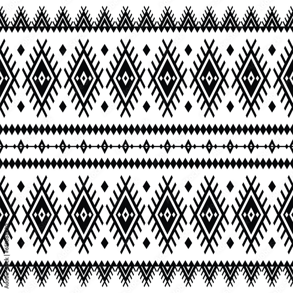 Seamless native pattern in black and white color. Oriental ethnic motif ...