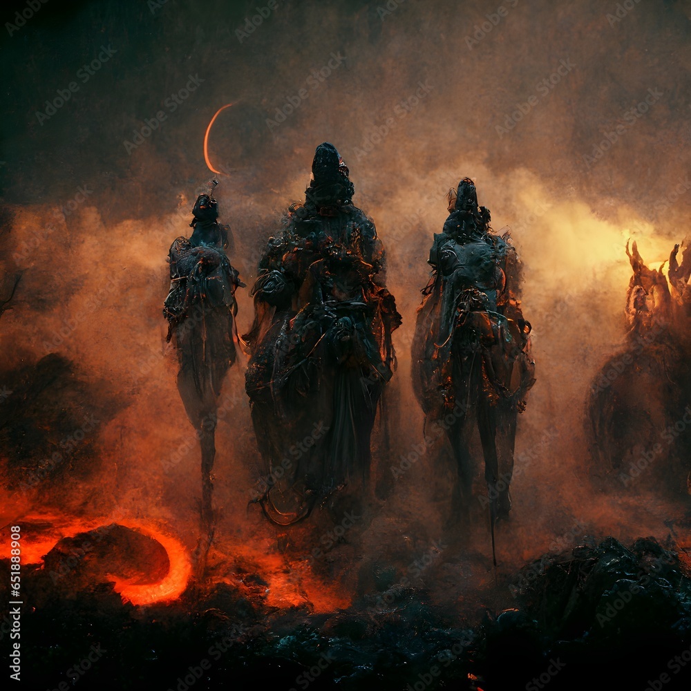 the three horsemen of doom mythology ultra detailed octane render dim ...
