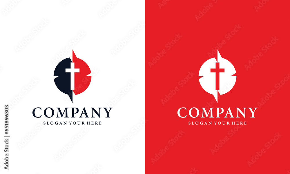 Vetor de Red Christian cross church logo. Christianity symbol of Jesus ...