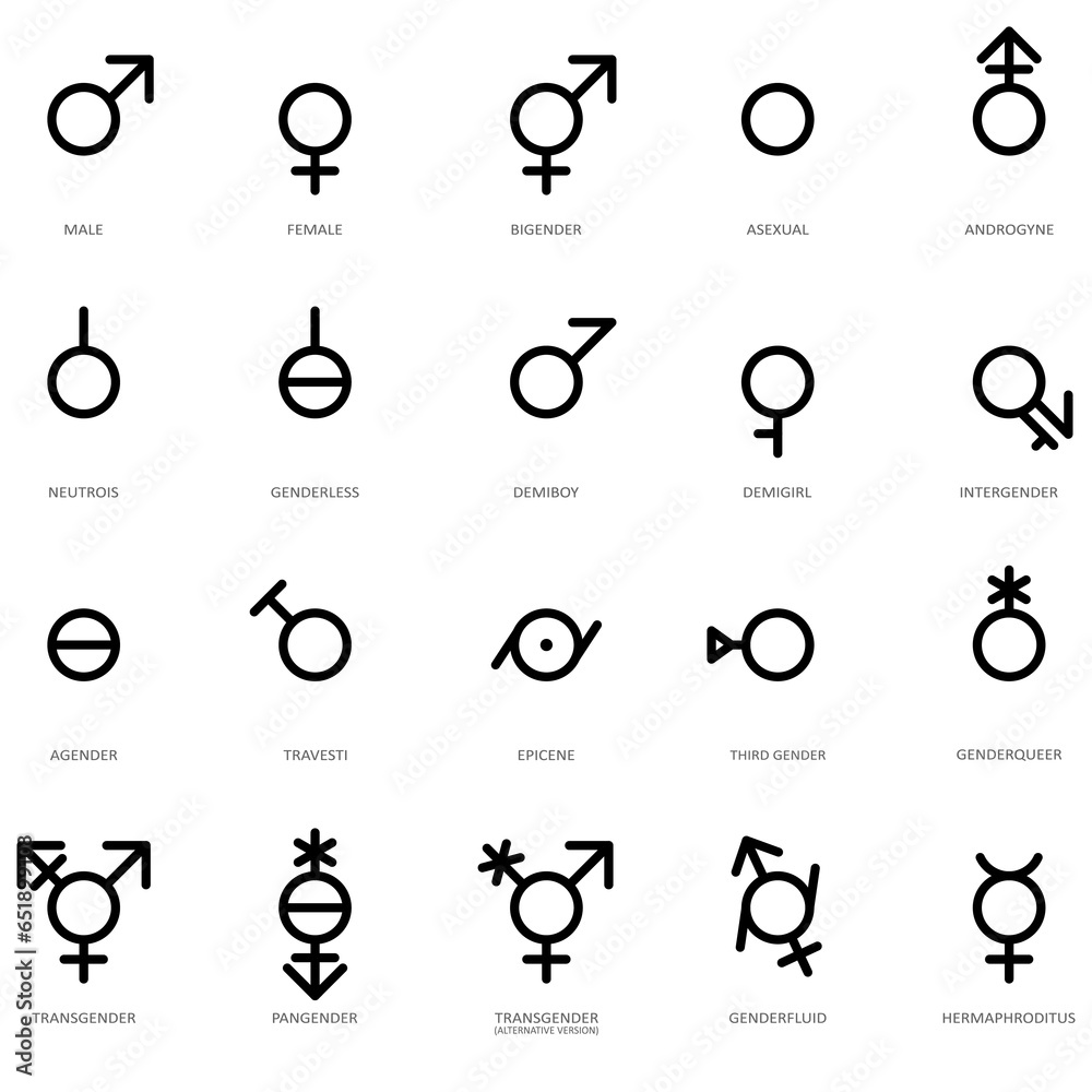 Set of gender icons isolated on white background. Sexual orientation ...