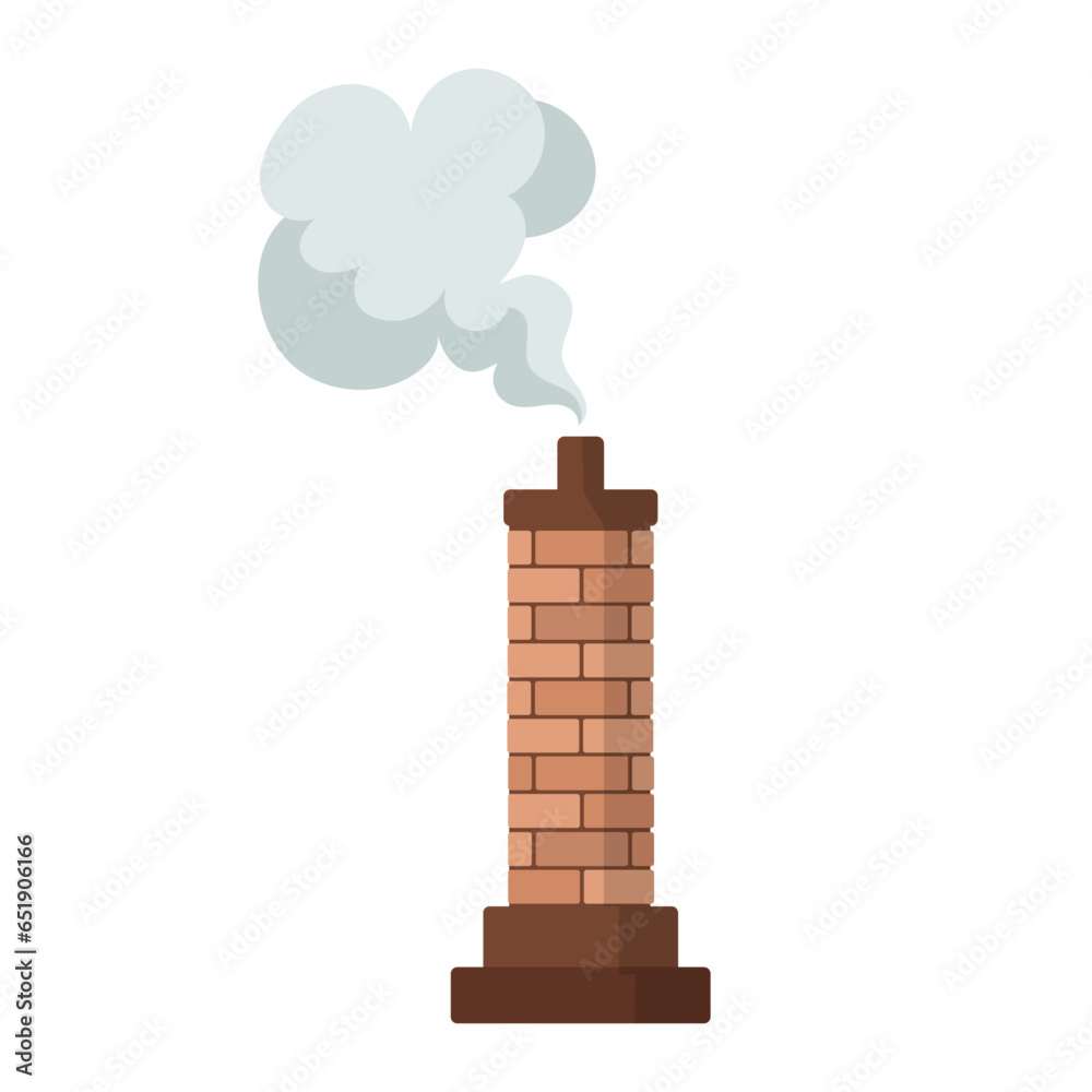chimney with smoke flat vector illustration cartoon logo icon clipart isolated on white ...
