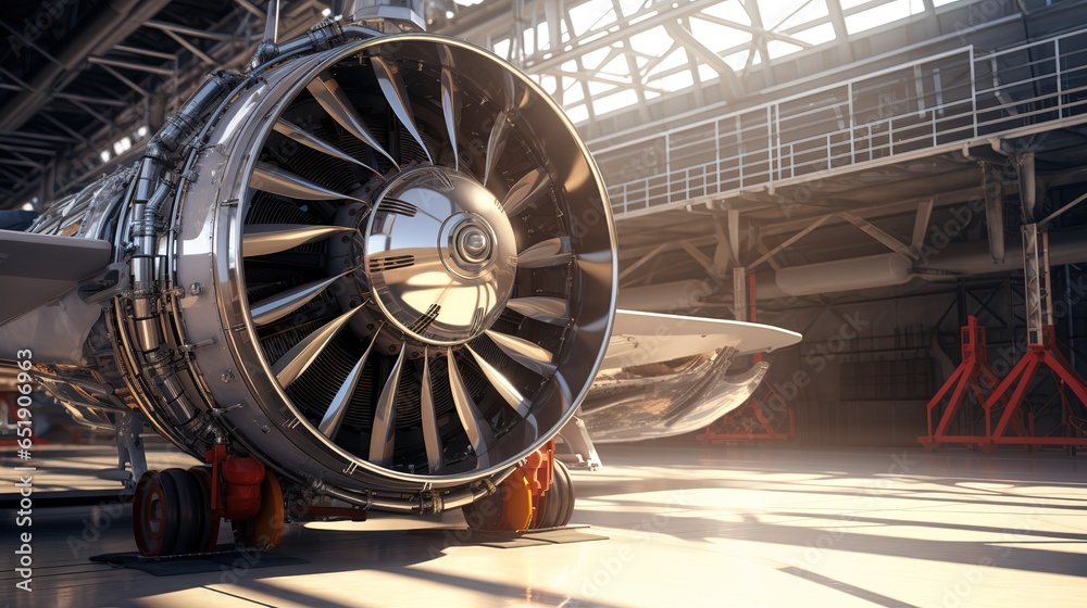 Part of an aircraft. Aircraft engine. Huge propeller. Stock ...