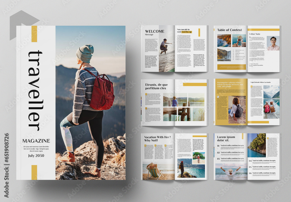 Travel Magazine Layout Stock Template | Adobe Stock