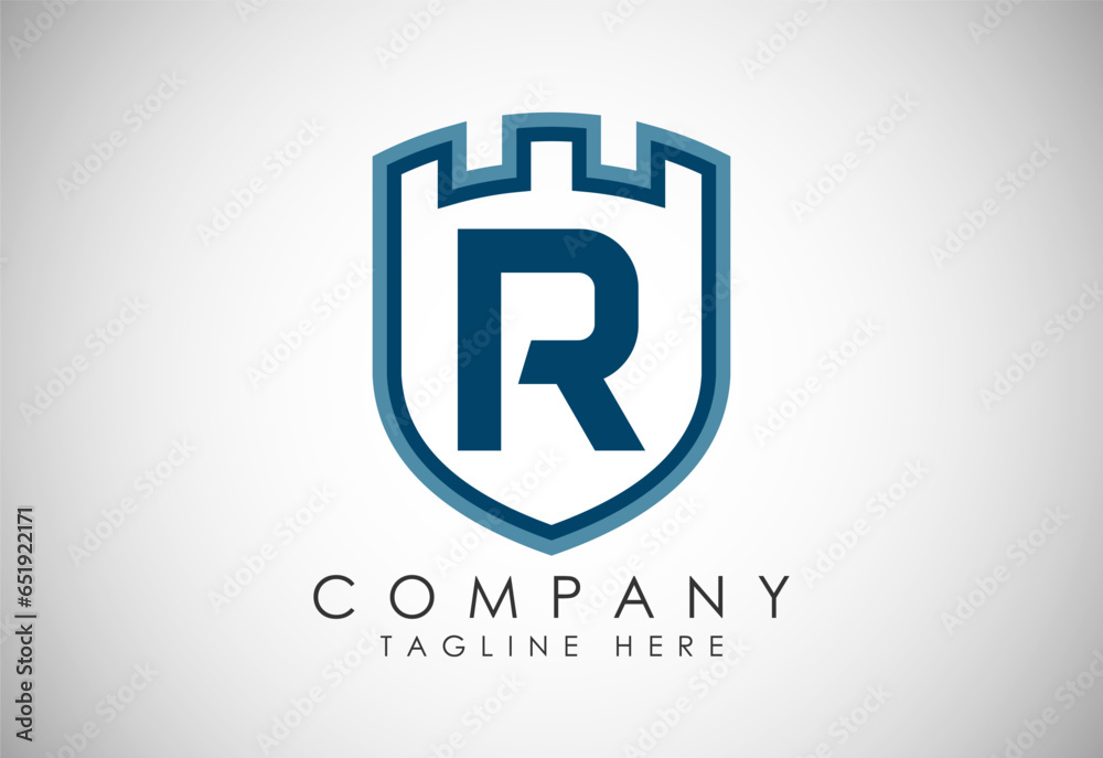 English Alphabet R With Castle Logo Design Vector. Graphic Alphabet ...
