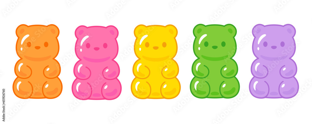 Cute cartoon gummy bears drawing set Stock Vector | Adobe Stock