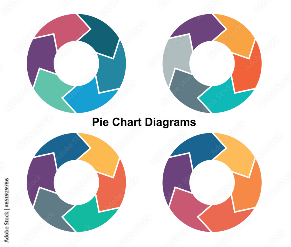 4 Sets Of Circle Pie Chart Vector Art Icons And Graphics Circle Pie