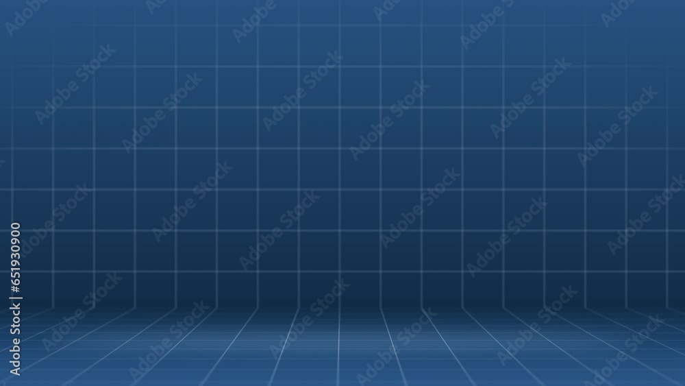 Vidéo Stock Blue background with animated white grid lines, depth and ...