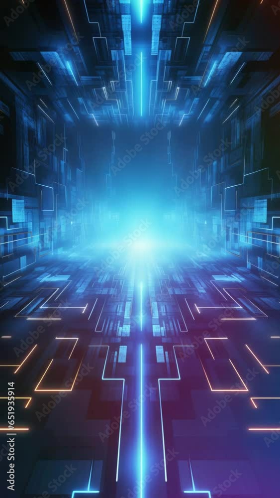 Vertical video abstract technological background from a fiber optic ...