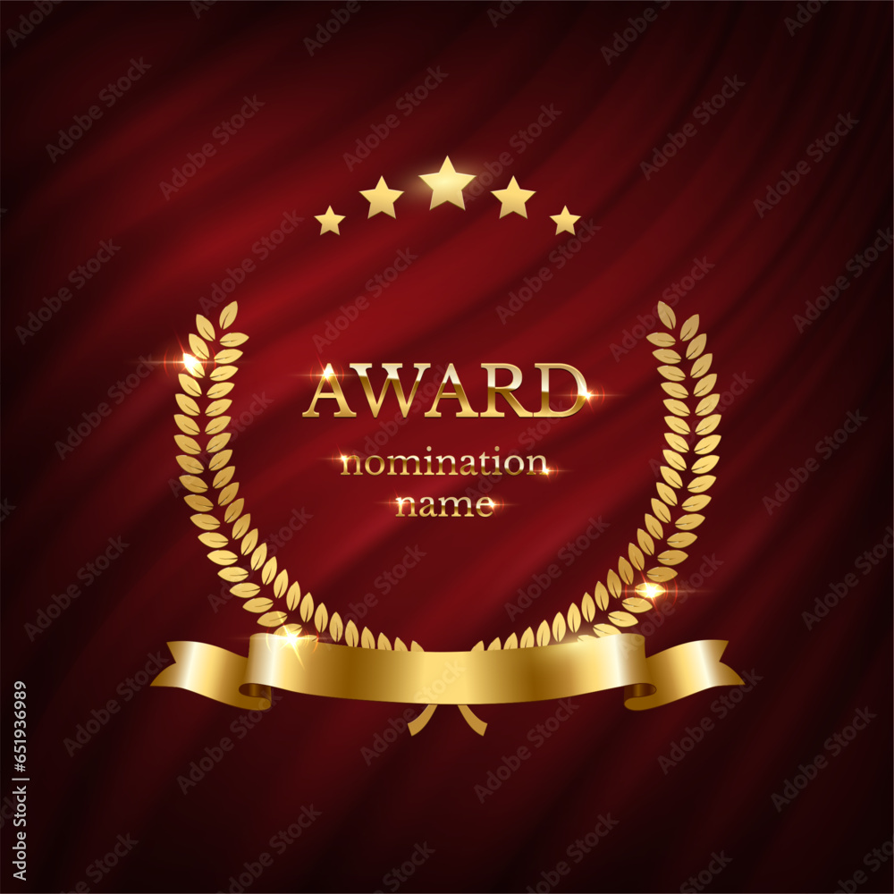 Gold award for winner vector illustration. 3D realistic luxury reward ...