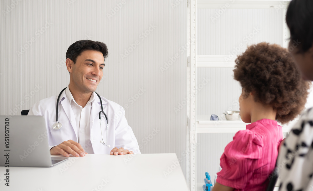 Hispanic physician meeting and diagnosis mixed-race afro children with ...