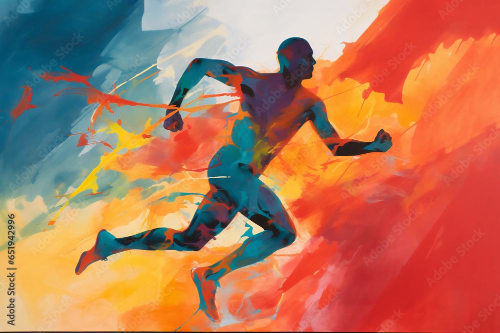 Male athlete runner doing a training exercise for a sports race event ...