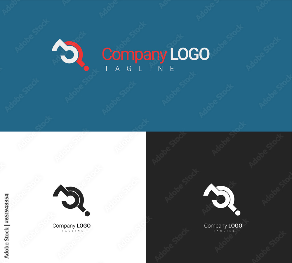 3 and question symbol letter logo concept with geometric style. logo ...
