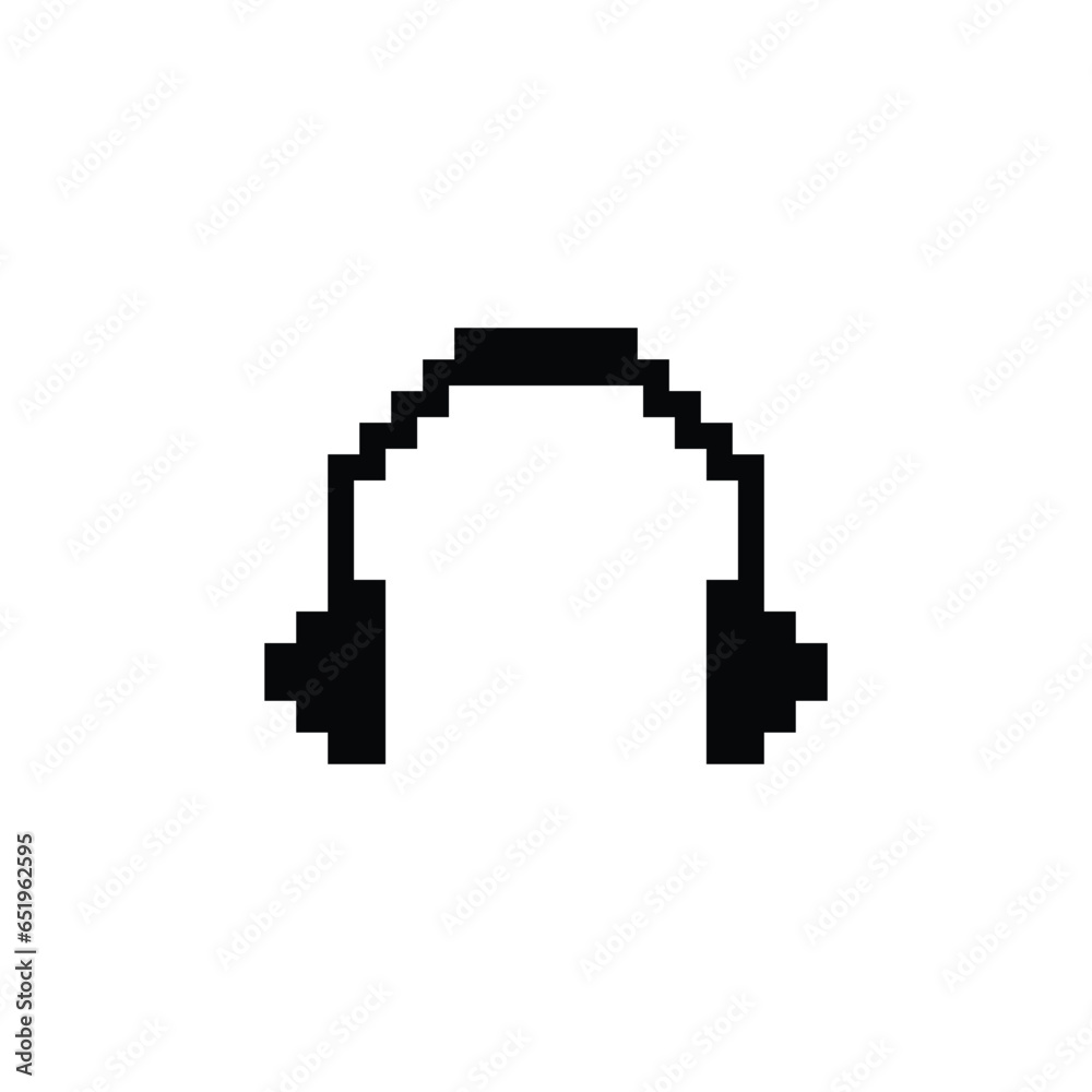 pixel headphone on white background. pixel headphone icon vector Stock ...