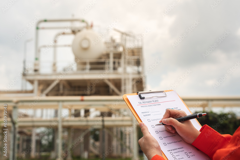 The production engineer is checking on the oil distillation process ...