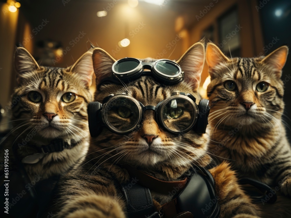 Cat in Pub Bar Chill Party Background Alpha Cats with Sunglasses Cats ...