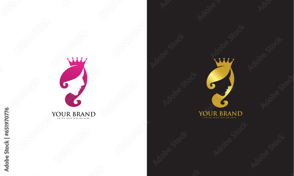 Beautiful woman crown logo, vector graphic design Stock Vector | Adobe ...