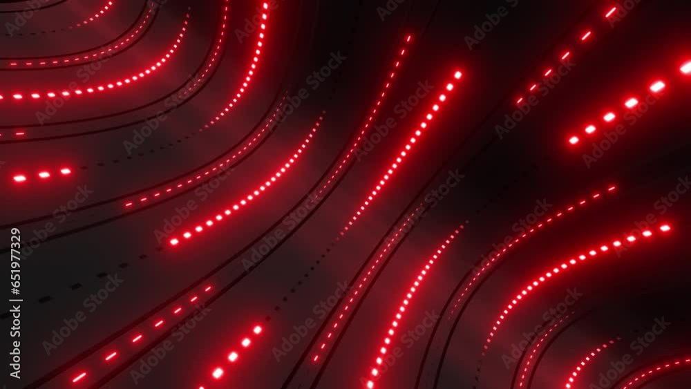 This stock motion graphic video of 4K Red Led Pattern Loop with gentle overlapping curves on ...