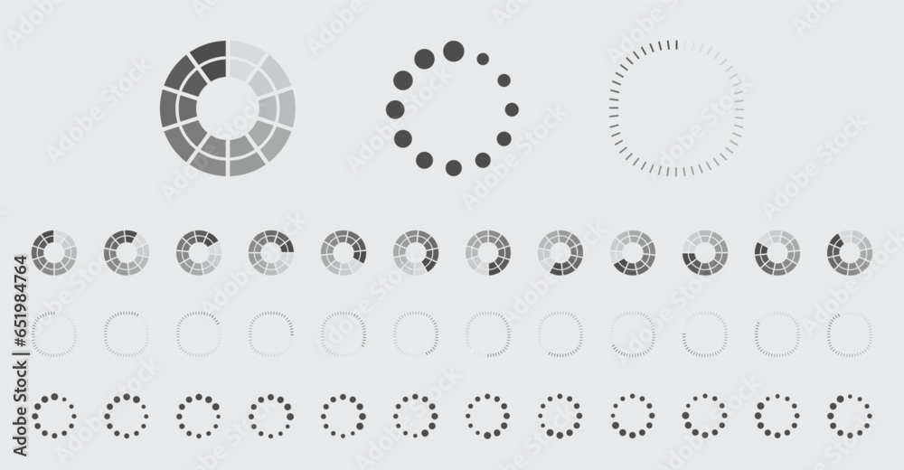 Circular Loading Buffering Icons Vector Set Video Ready for Animation ...