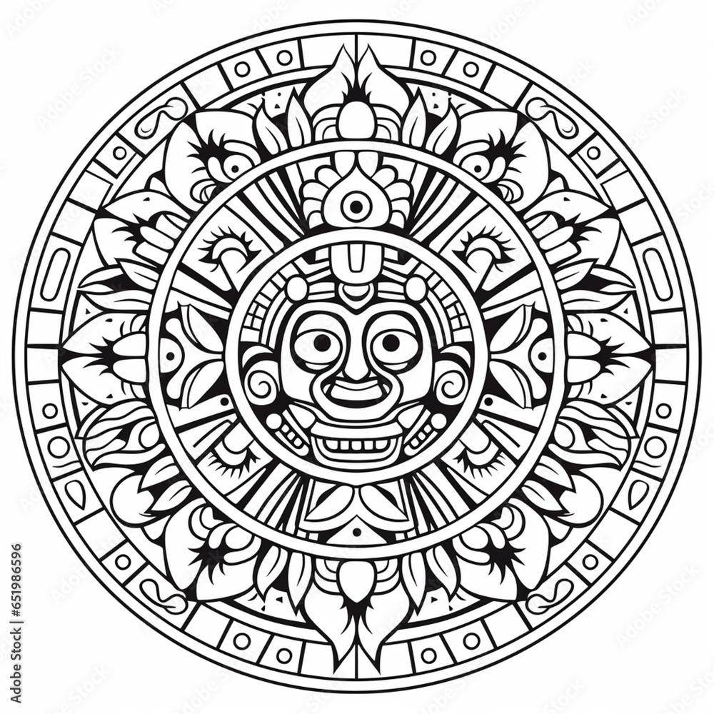 Aztec civilization, person in an Aztec calendar, Mexican mandala ...