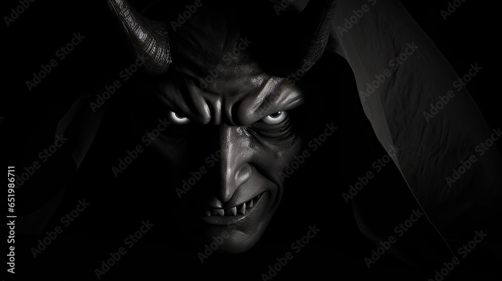 Scary demon. A fictional character for a horror movie or novel. Demonic ...
