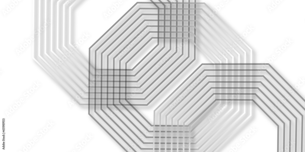 Abstract white background with glowing geometric lines. Modern shiny ...