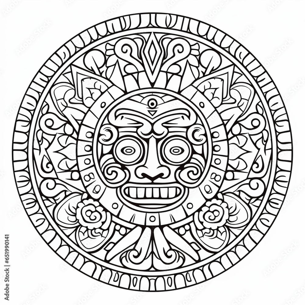 Aztec civilization, person in an Aztec calendar, Mexican mandala ...