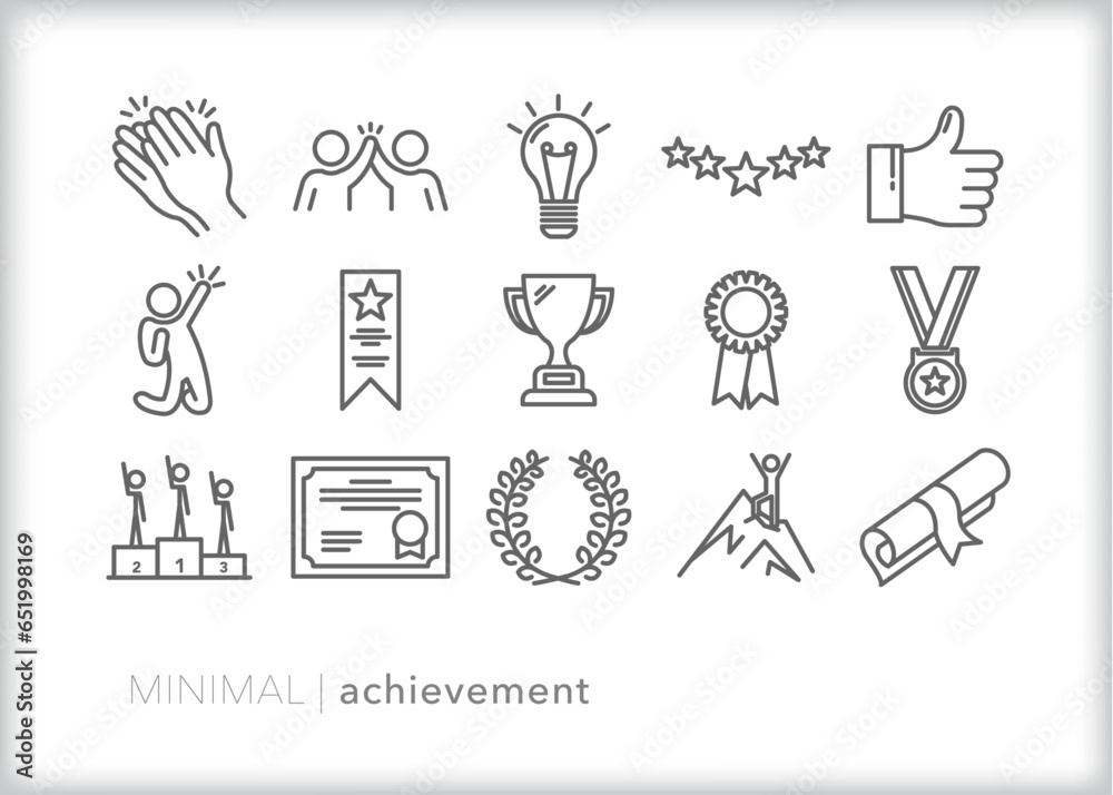 Poster Set of achievement icons to celebrate accomplishments and ...
