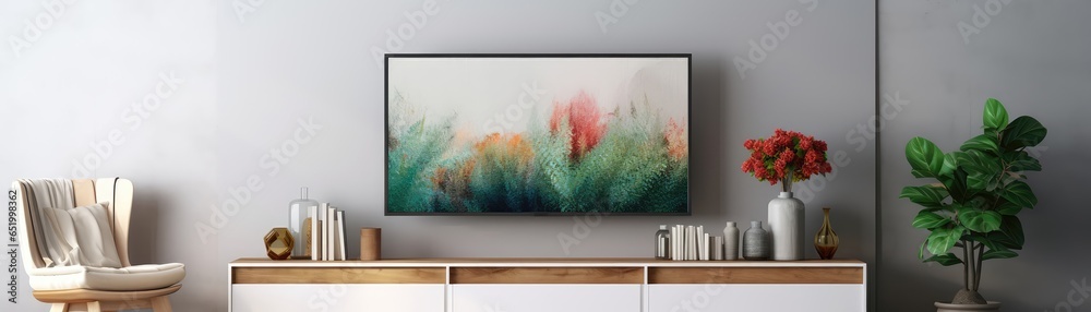 Tv Frame With An Empty Space For Photo Or Picture Tv Mounted On Wall ...