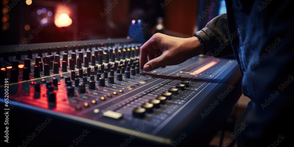 Foto de Sound Engineer Setup Closeups On A Sound Engineer With A Studio ...