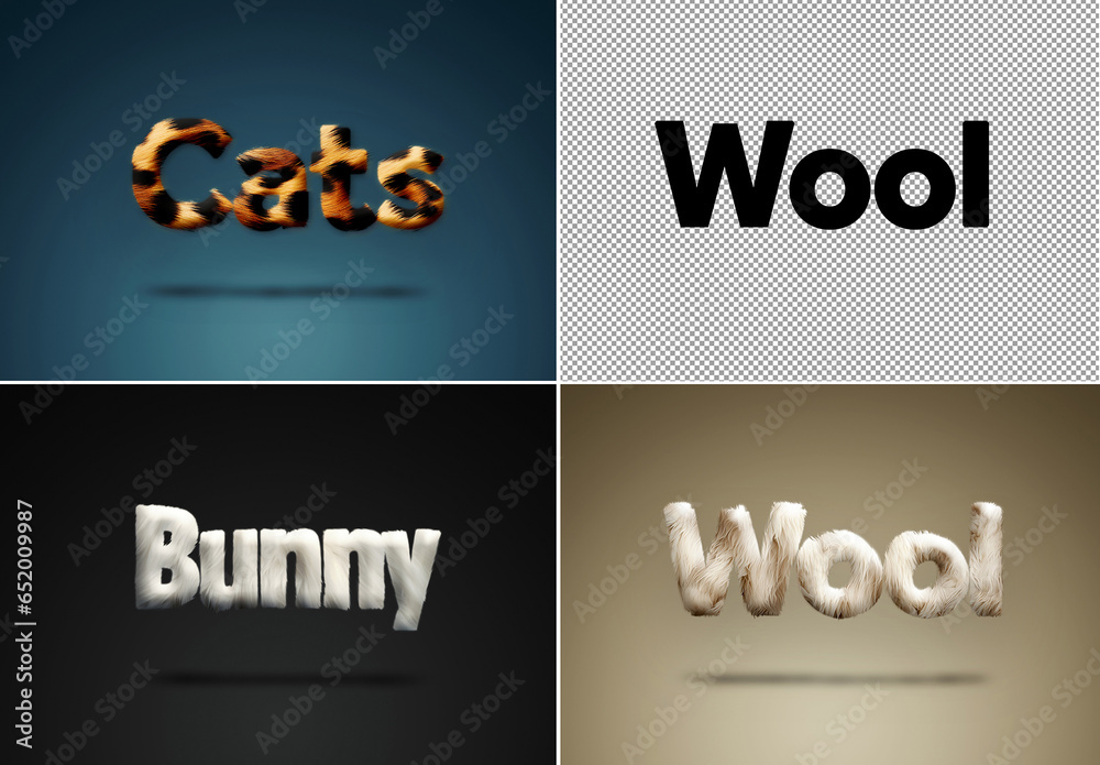 Fur text effect with wool, cat and rabbit fur with generative ai Stock ...