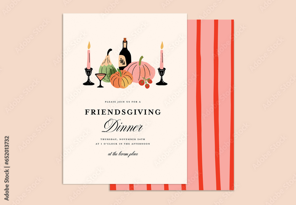 Thanksgiving Dinner Party Invitation with Candle Light Stock Template ...