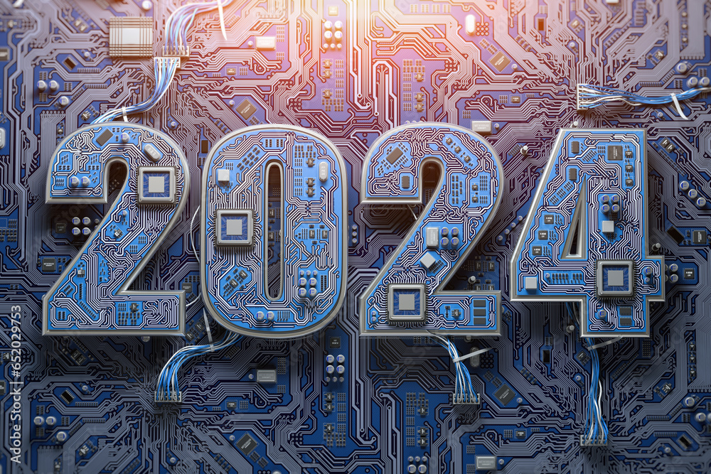 2024 on circuit board or motherboard with cpu. Computer technology and ...
