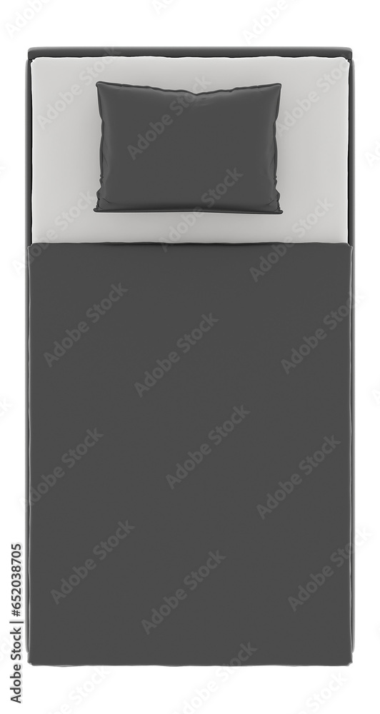 Bed Top View 3D Render with transparent background Stock Illustration ...