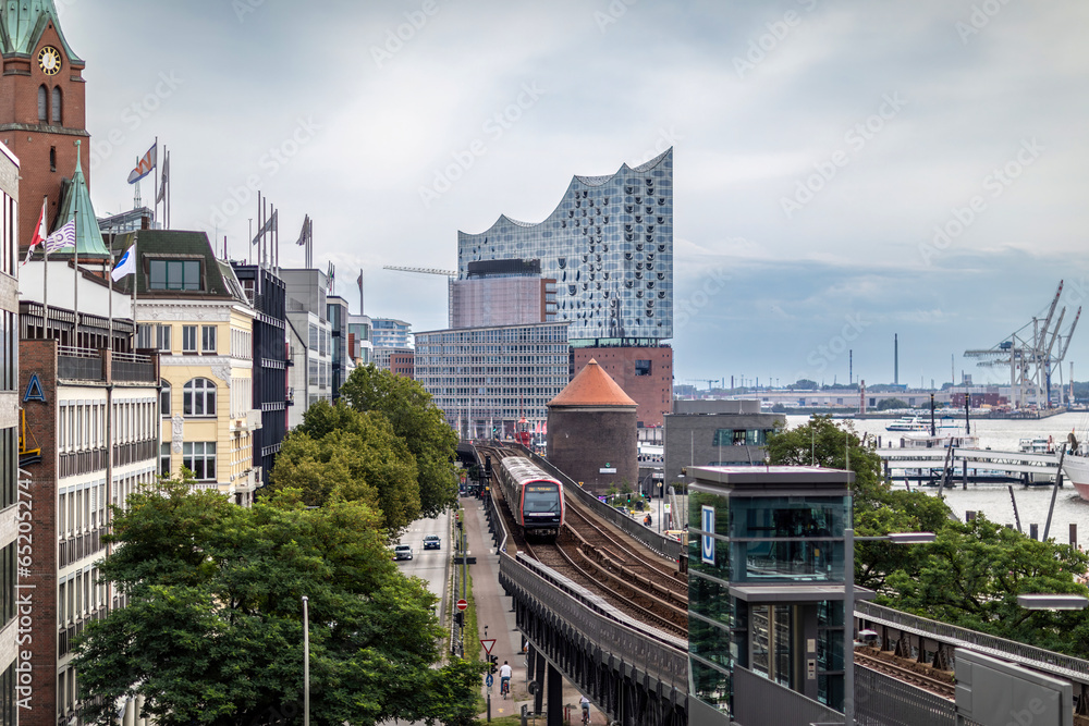 Hamburg, Germany - August 27th 2023: A train of DB (Deutsche Bahn ...