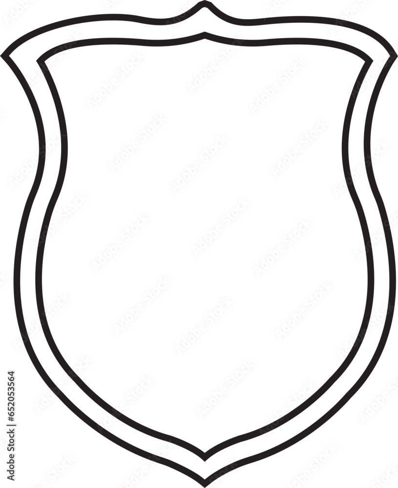 police badge shape icon in line. isolated on transparent background ...