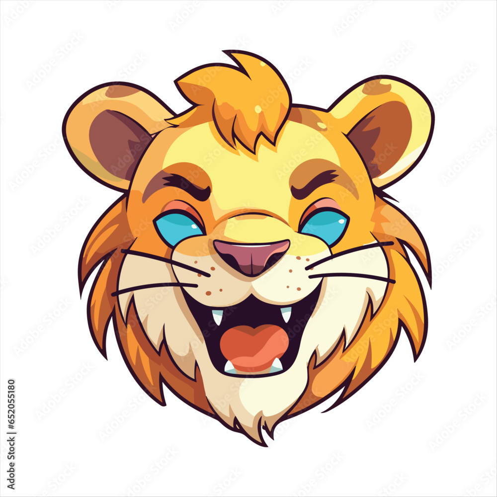 Cute Liger Hybrid Lion Tiger Cat Breed Colorful Watercolor Funny Face ...