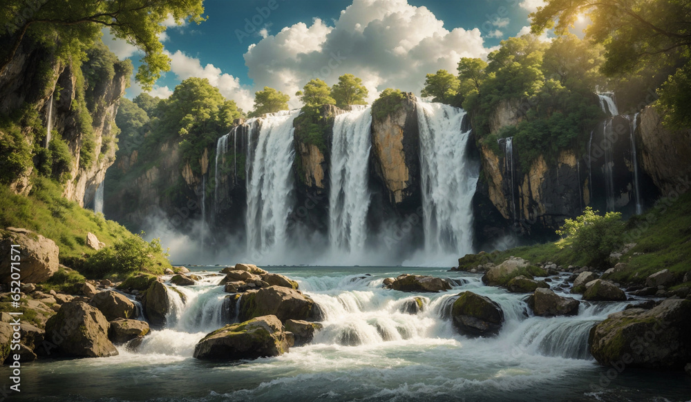 Nature Wallpaper Waterfall In The Forest With Beautiful Weather Nature