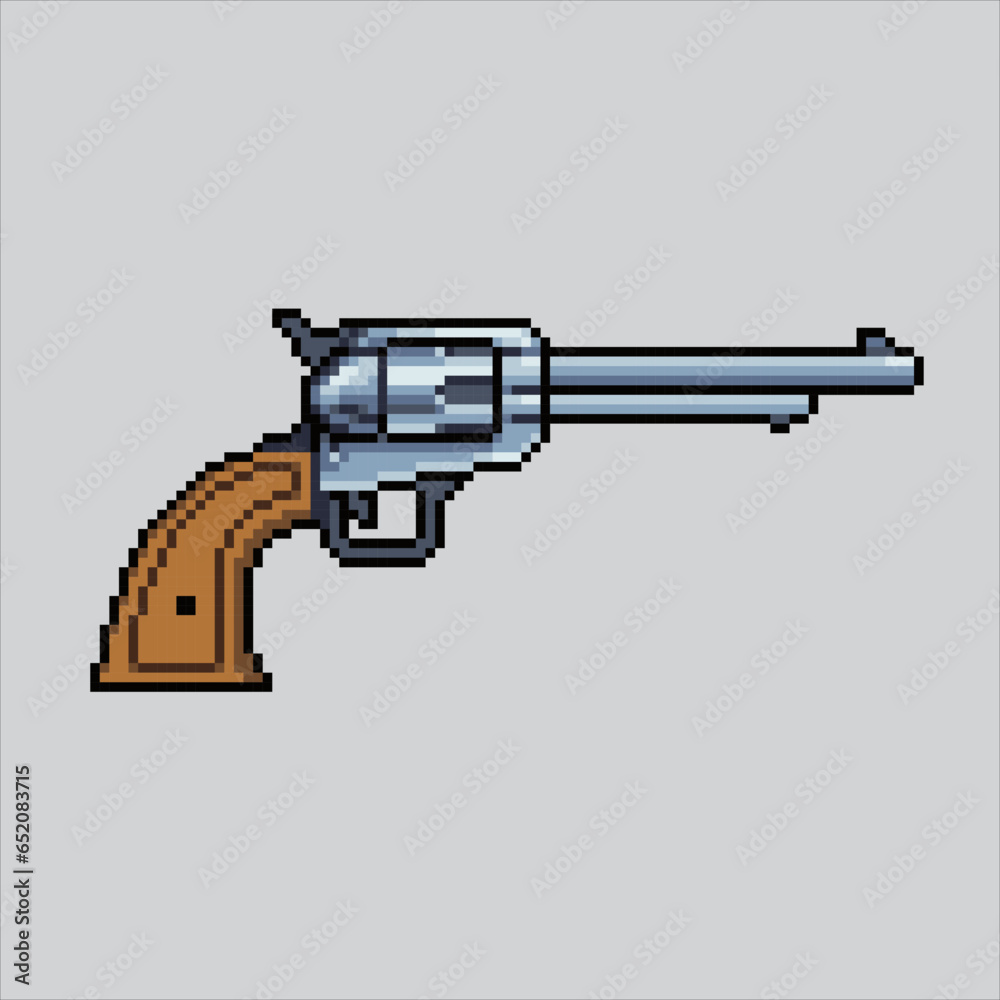 Pixel art Pistol. Pixelated Pistol. Pistol Roulette Gun Weapon icons ...