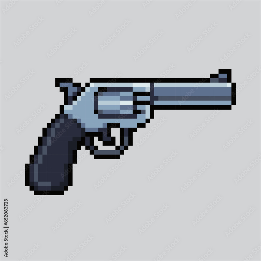 Pixel art Pistol. Pixelated Pistol. Pistol Roulette Gun Weapon icons ...