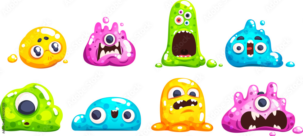 Vecteur Stock Slime monsters. Fantastic jelly stain monster, sticky ...