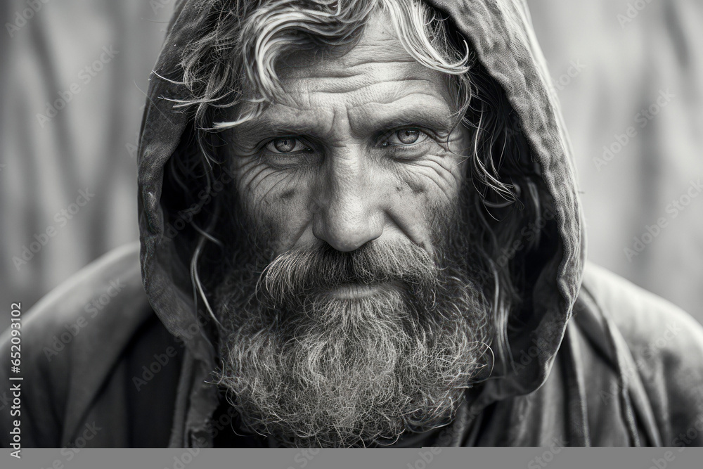 Capturing History: 11th Century Male Citizen Portrait in Classic Black ...