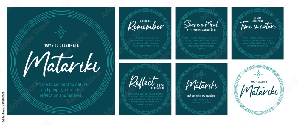 NZ Nine Stars of Matariki maori new year social posts Stock Vector ...