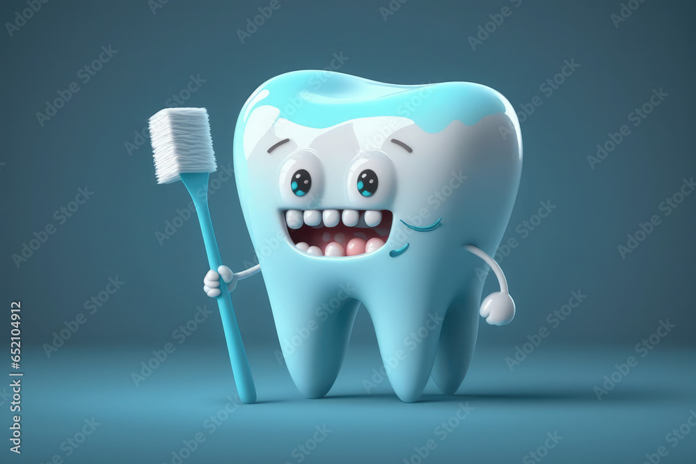 3D realistic happy white tooth , Tooth cartoon characters with thumbs ...