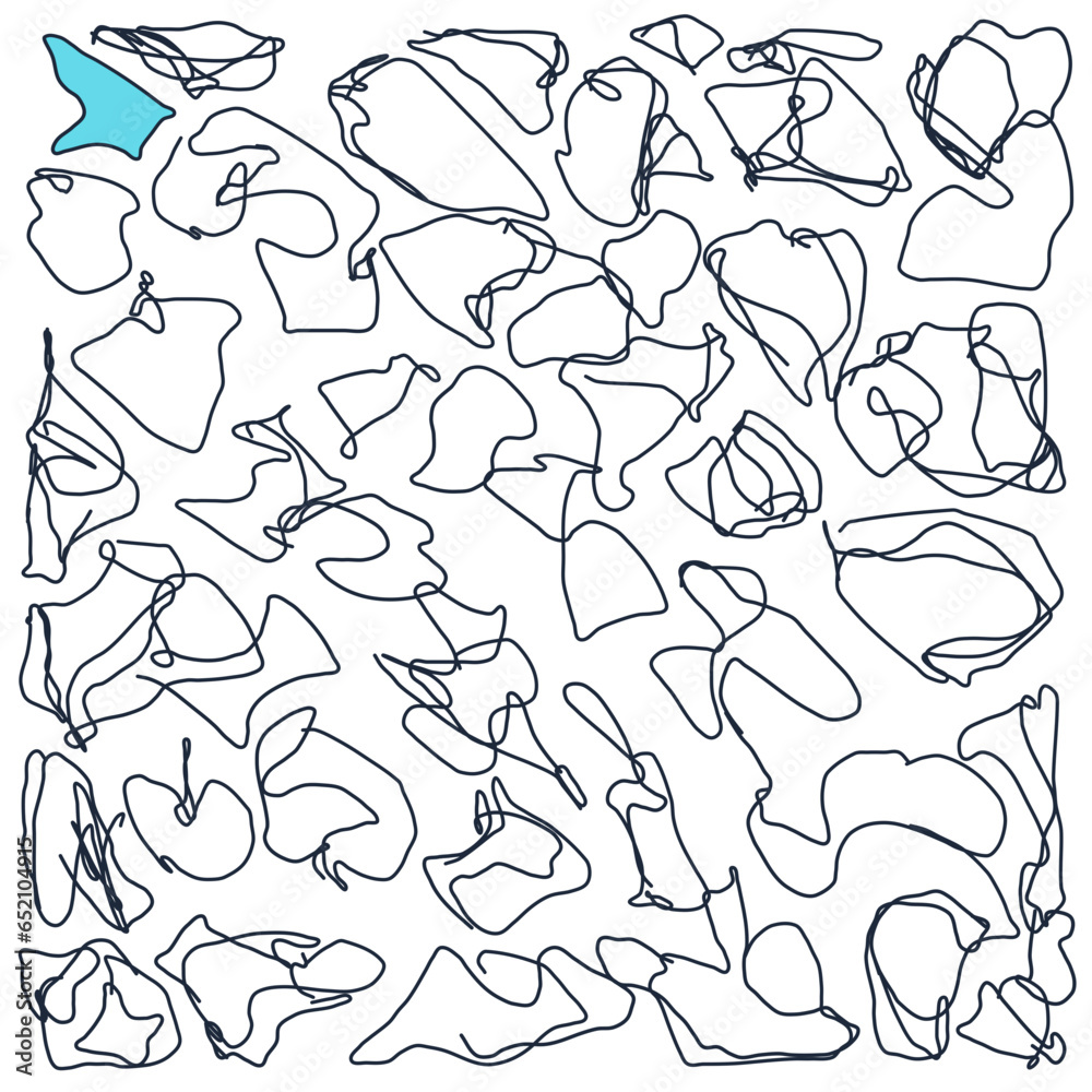 Curved contour spots form texture. One of the figures is highlighted in ...